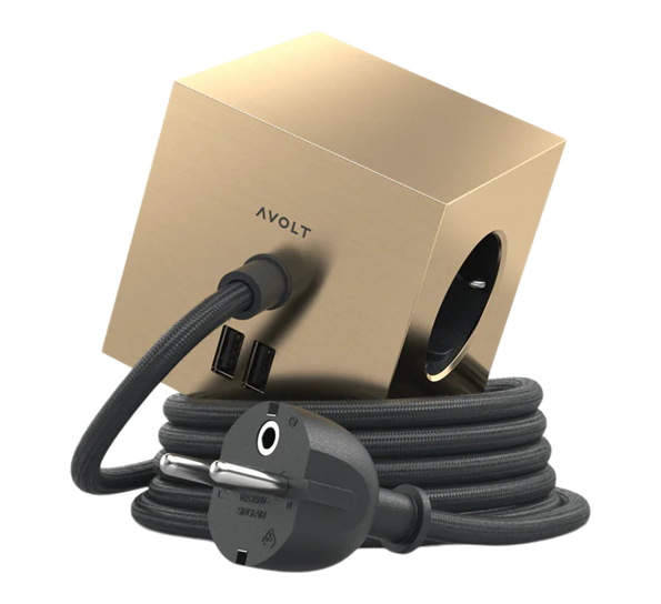 Square 1 messing skjøteledning 1,8 meter med usb og magnet