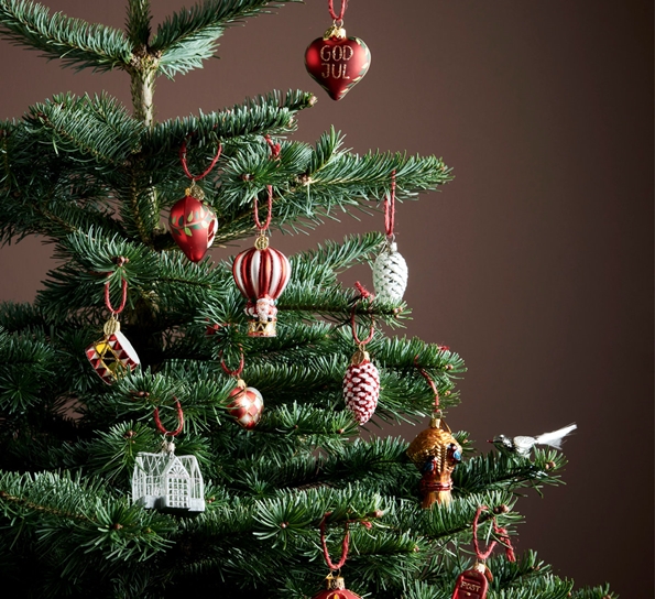 Julekule juletre med norske flagg 8 cm