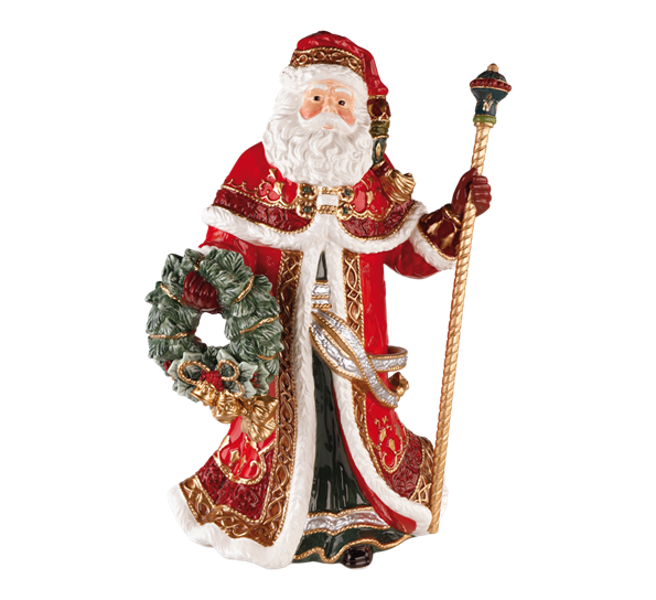 F&F Julenisse med krans og stokk rød 48 cm